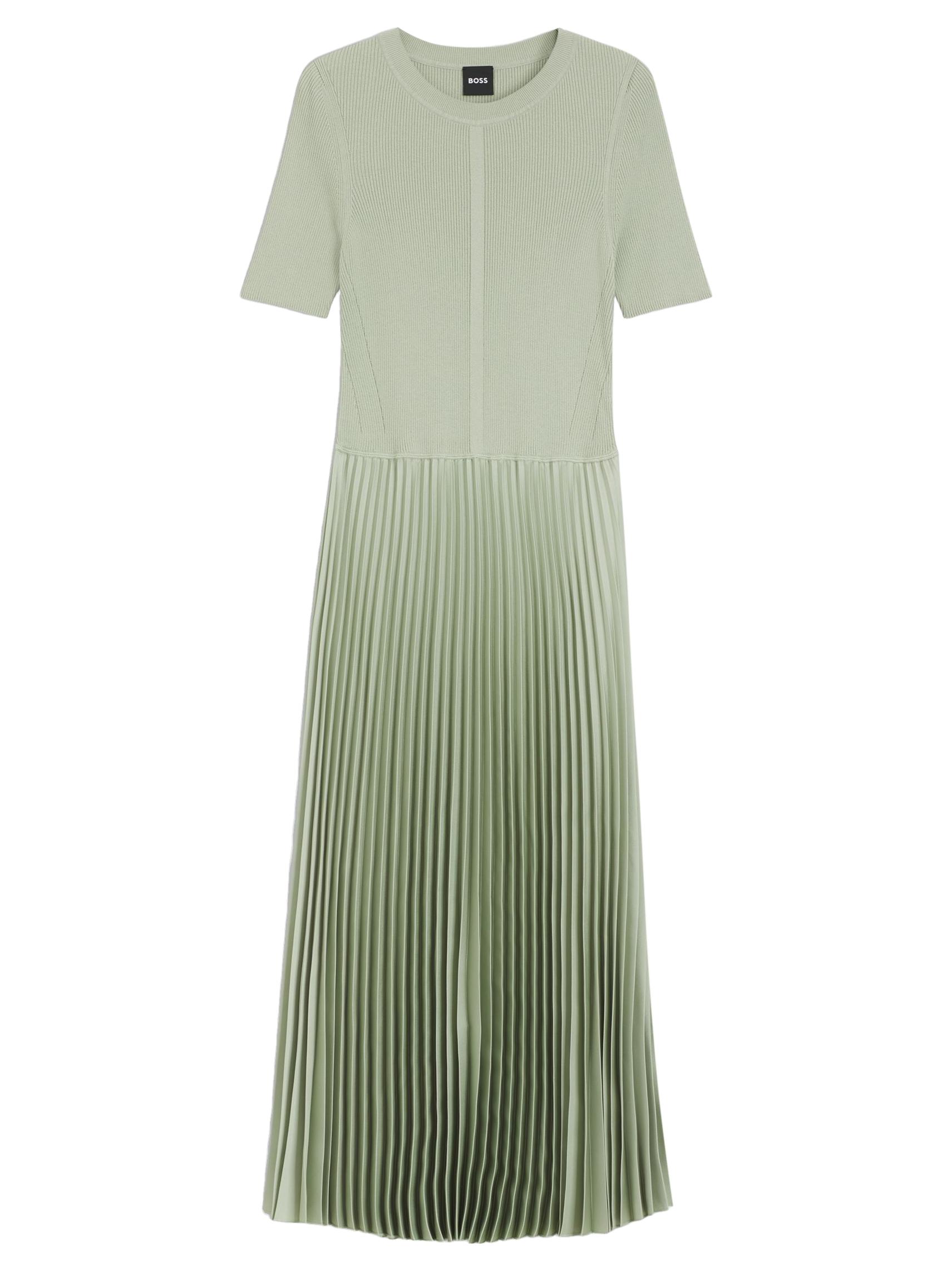 BOSS BOSS Mixed-Material Dress with Pleated Skirt